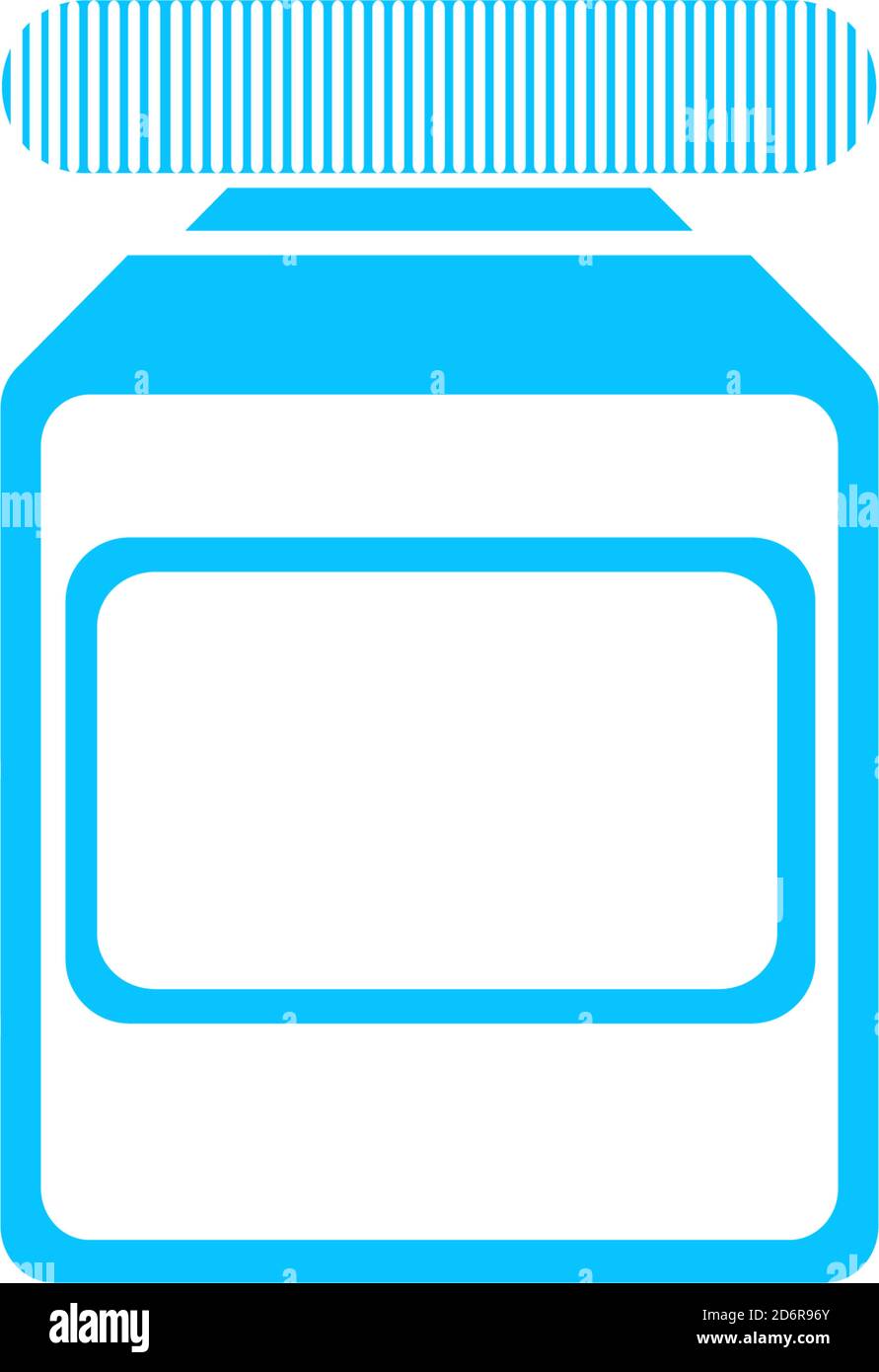 Medicine bottle icon flat. Blue pictogram on white background. Vector ...