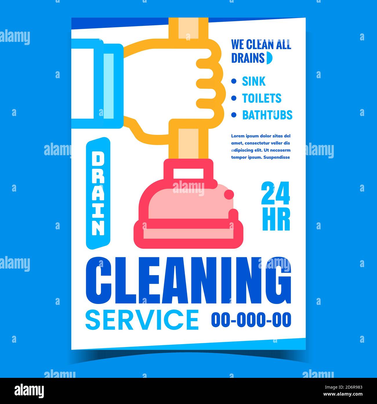 Drain Cleaning Service Promotional Poster Vector Stock Vector Image ...