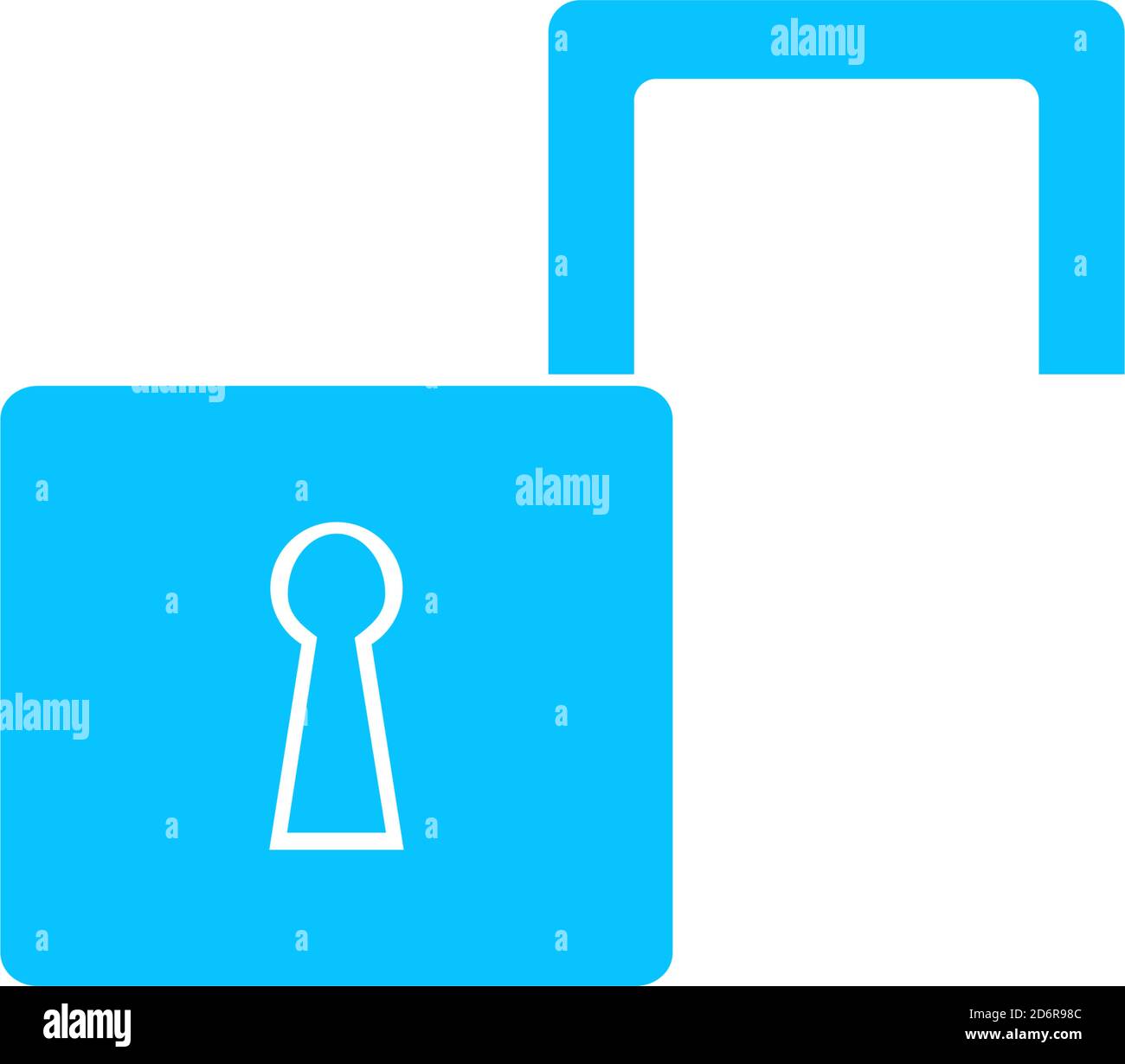 Open padlock icon flat. Blue pictogram on white background. Vector ...