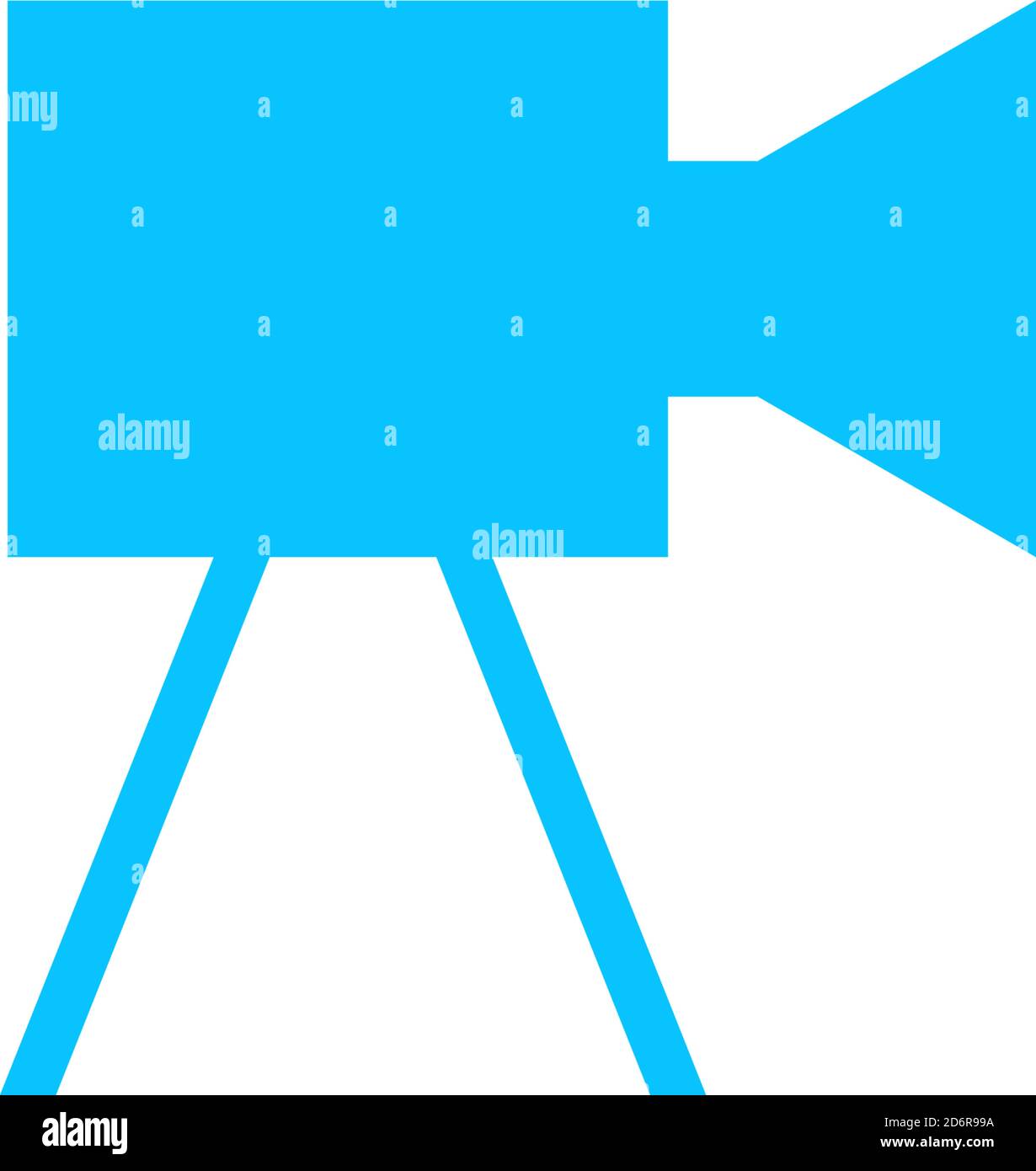 Movie camera icon flat. Blue pictogram on white background. Vector ...