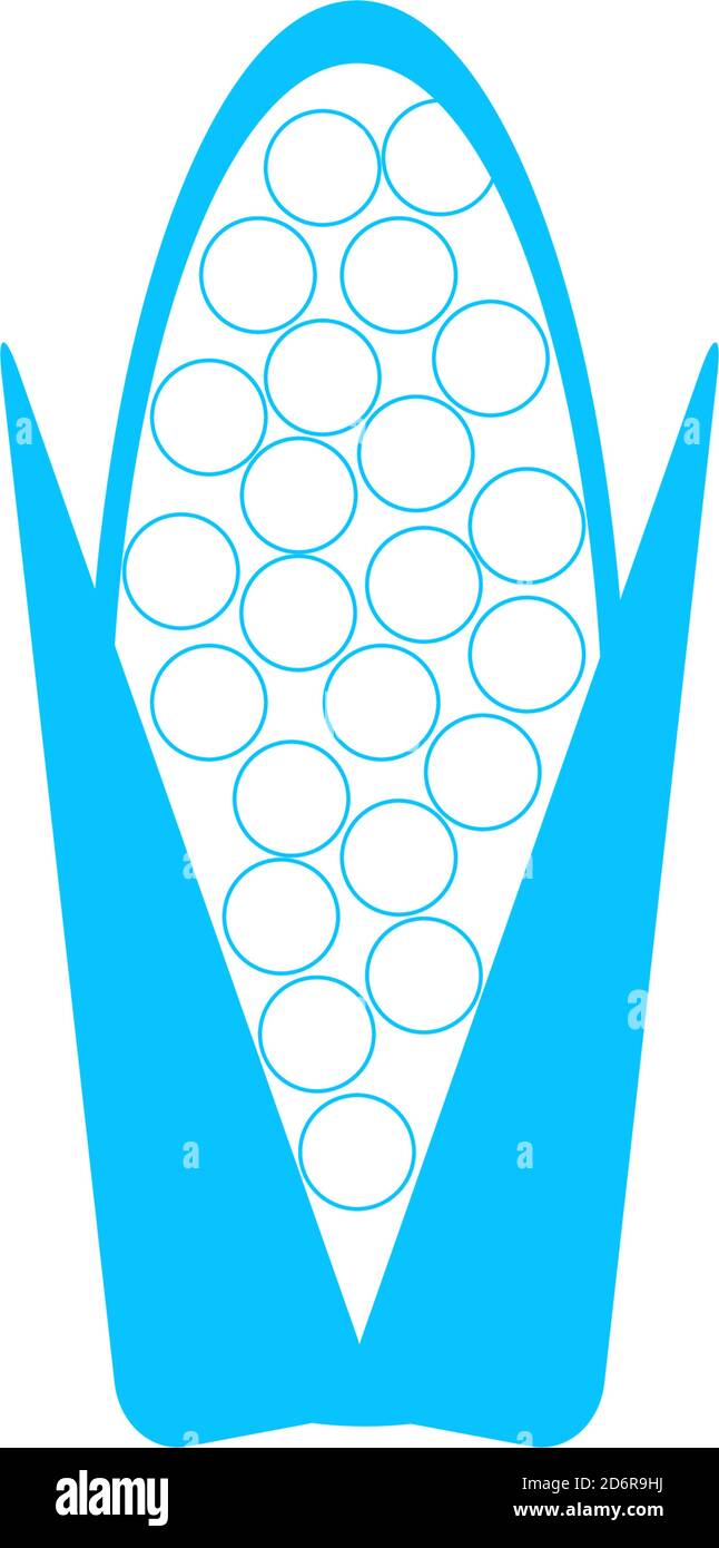 Corn icon flat. Blue pictogram on white background. Vector illustration ...