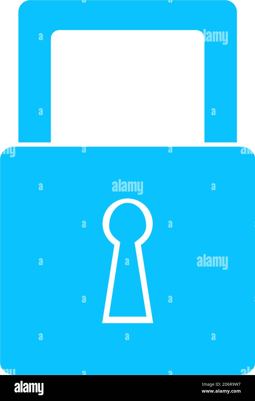 Padlock icon icon flat. Blue pictogram on white background. Vector ...
