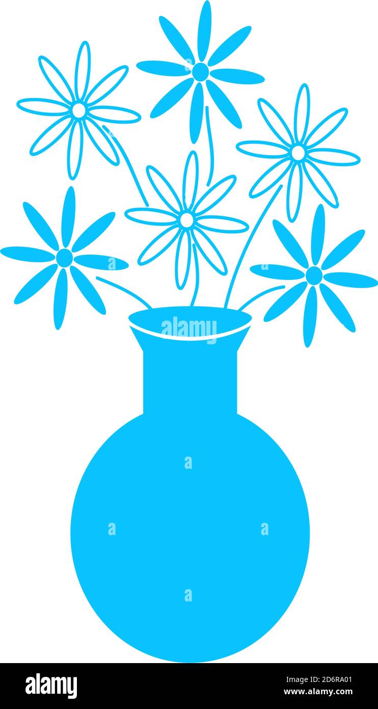 Bunch of Flowers icon flat. Blue pictogram on white background. Vector ...