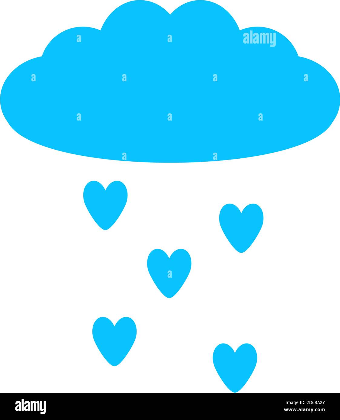 Cloud and heart rain icon flat. Blue pictogram on white background ...