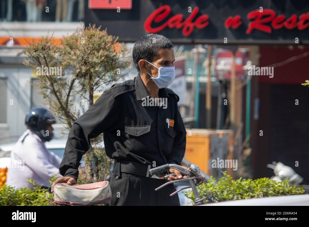 Dehradun, Uttarakhand/India-October 14 2020:A security guard wearing ...
