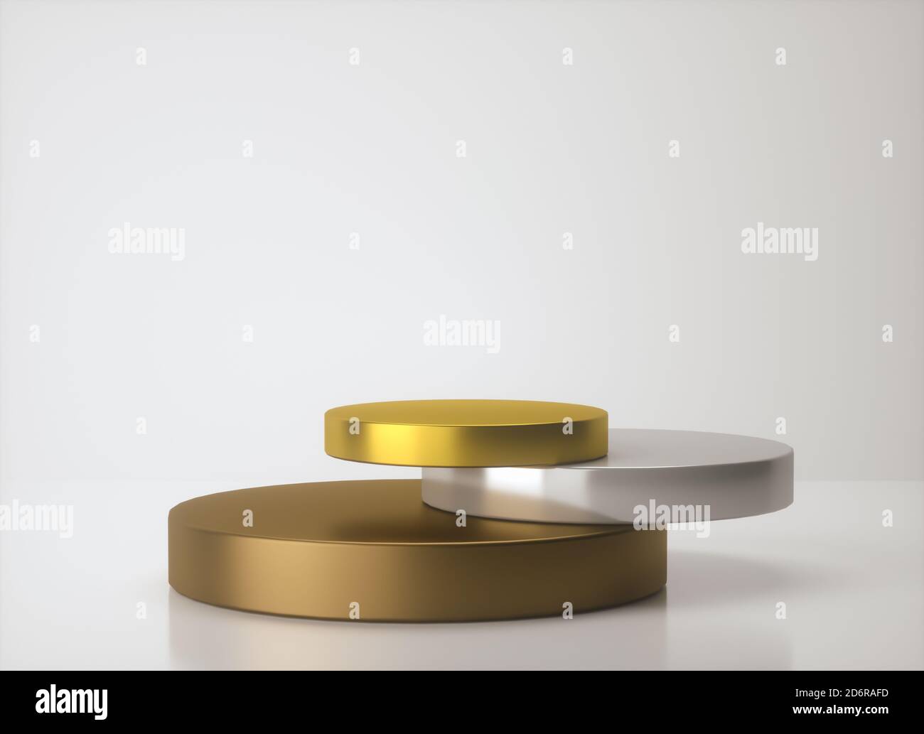 3D rendering of mockup winner podium with bronze, silver, and gold ...