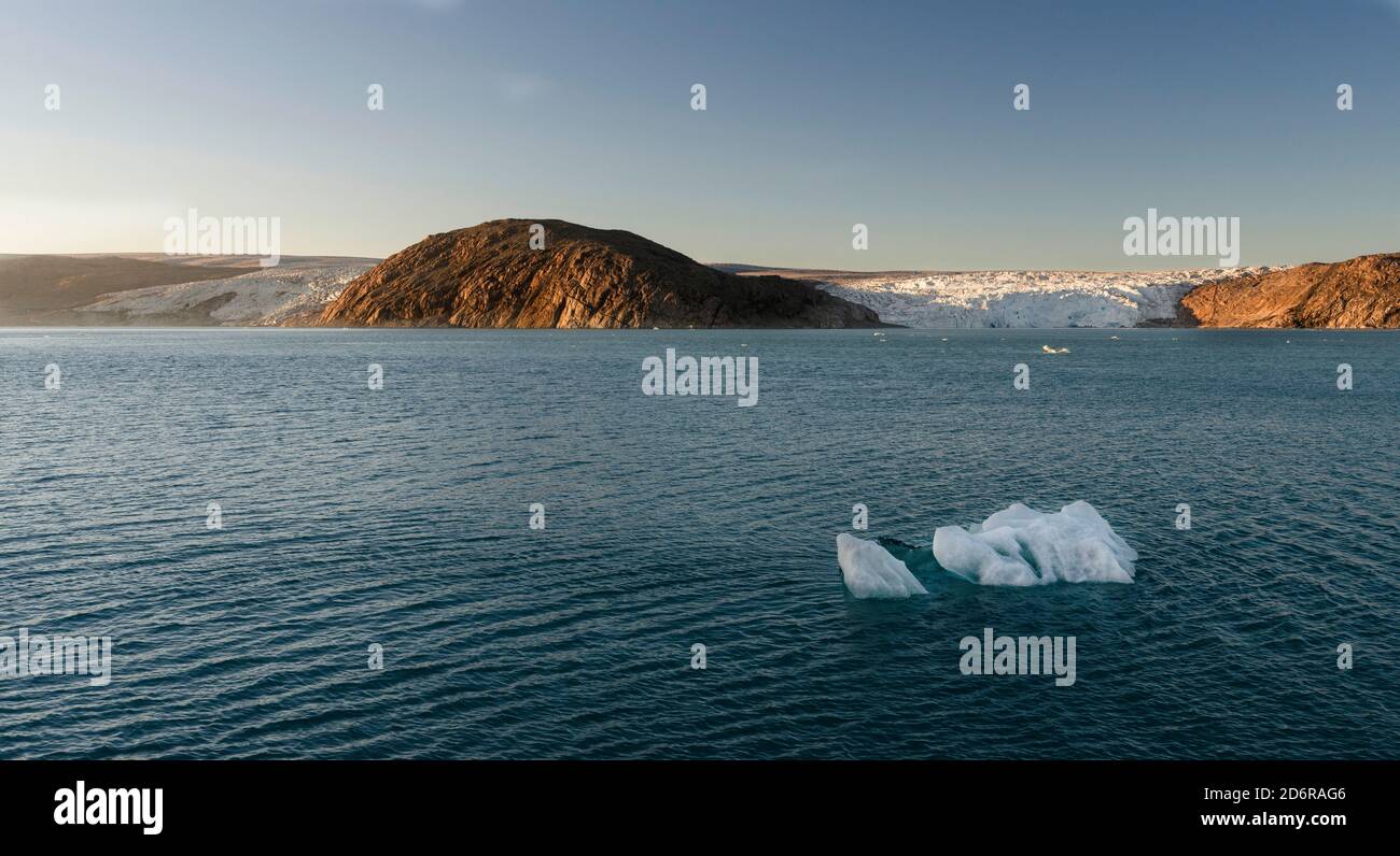 Glaciers in the Qalerallit Imaa Fjord in southern greenland. America ...