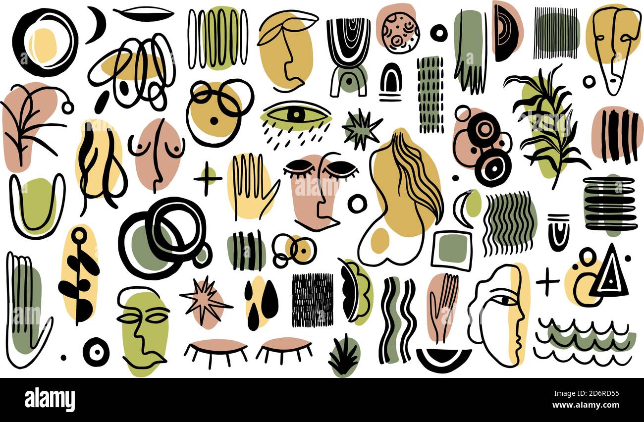 Abstract form drawing style.Decoration element isolated in white ...