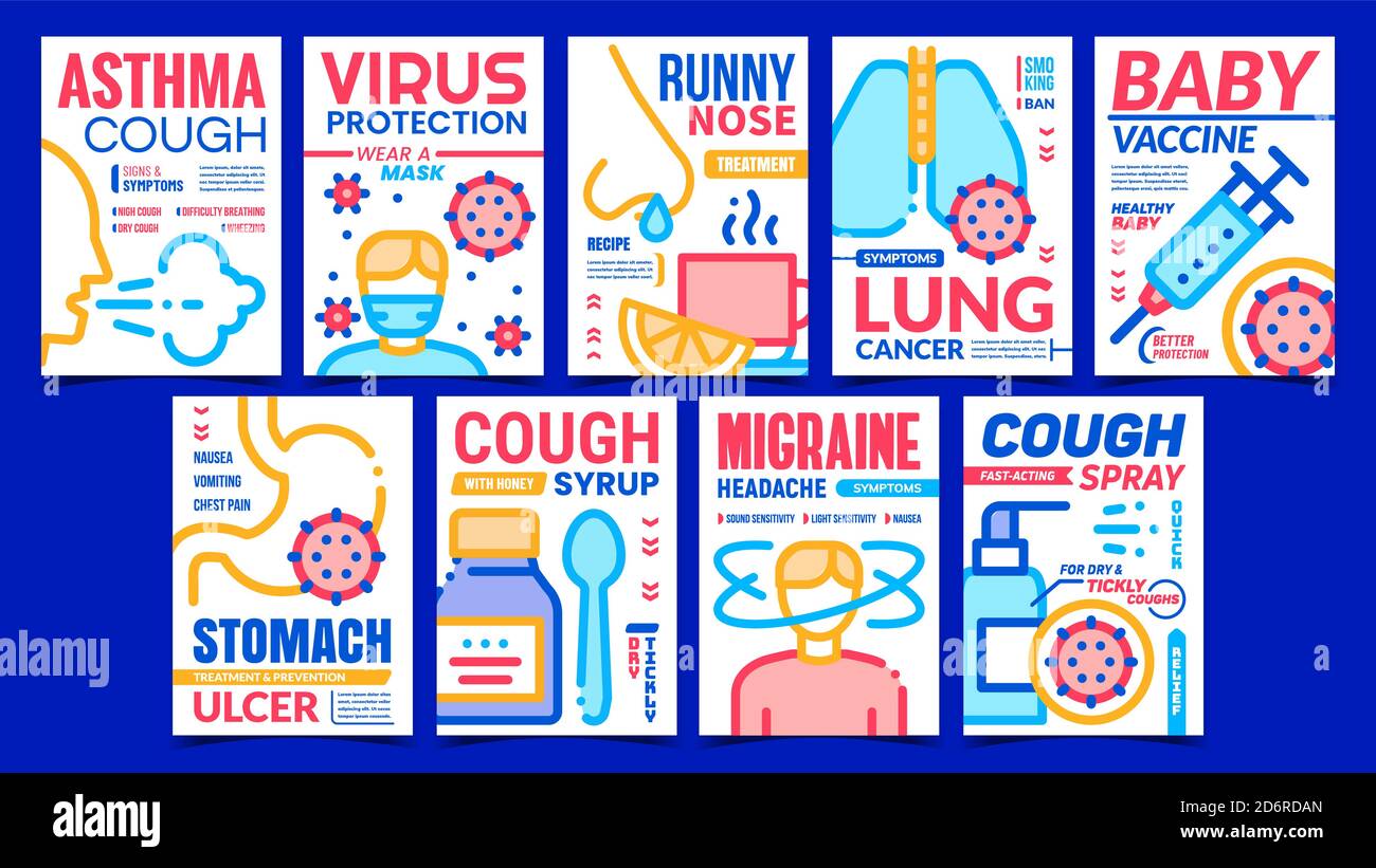 Disease And Treatment Promo Posters Set Vector Stock Vector Image & Art ...