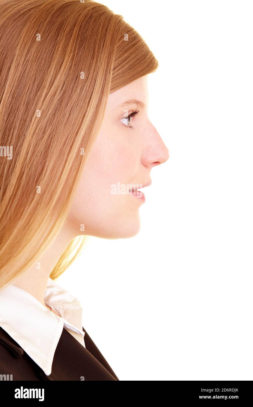 Portrait of a blonde woman in profile Stock Photo - Alamy