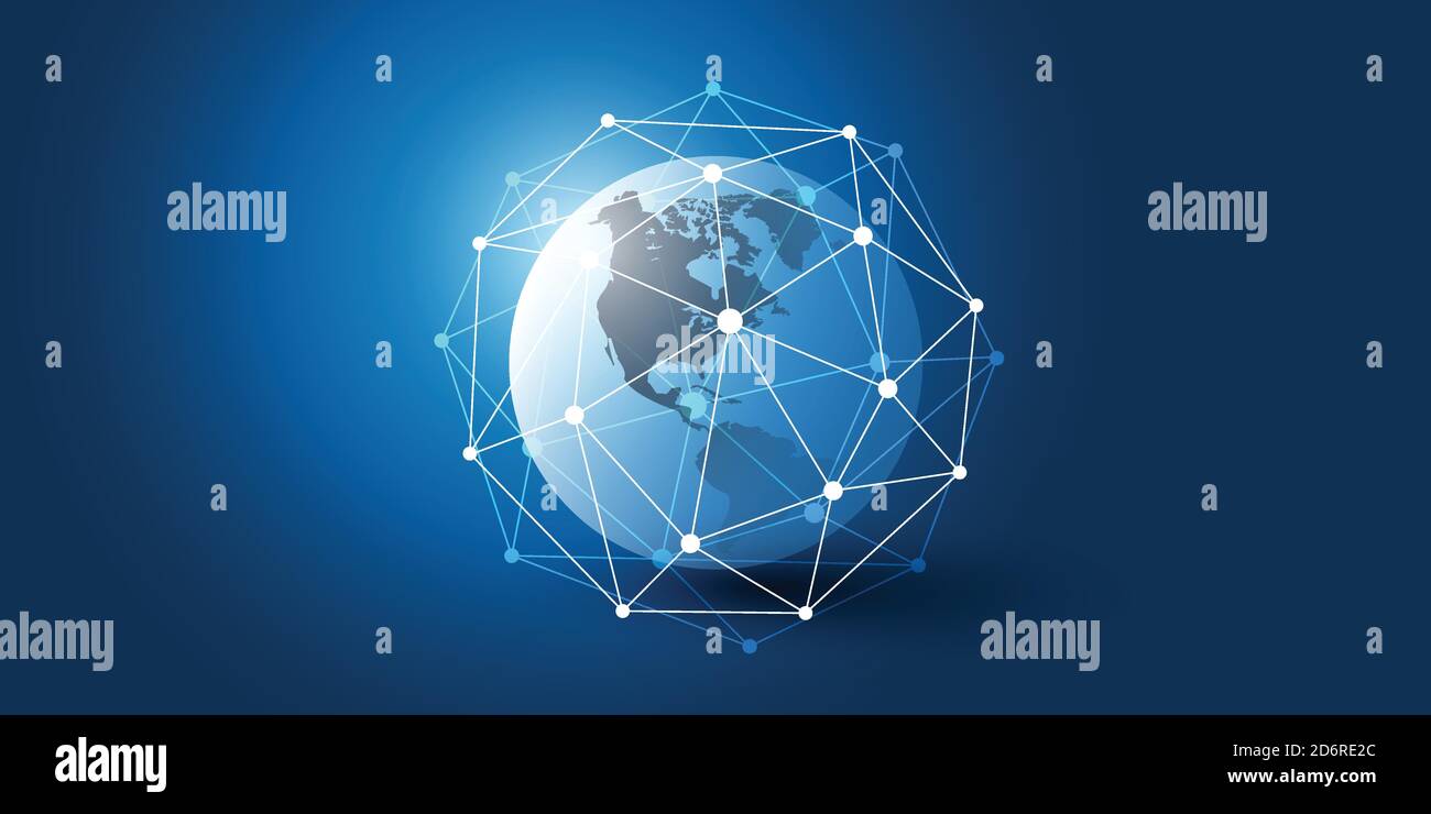 Cloud Computing and Networks Concept with Earth Globe - Abstract Global Digital Connections ...
