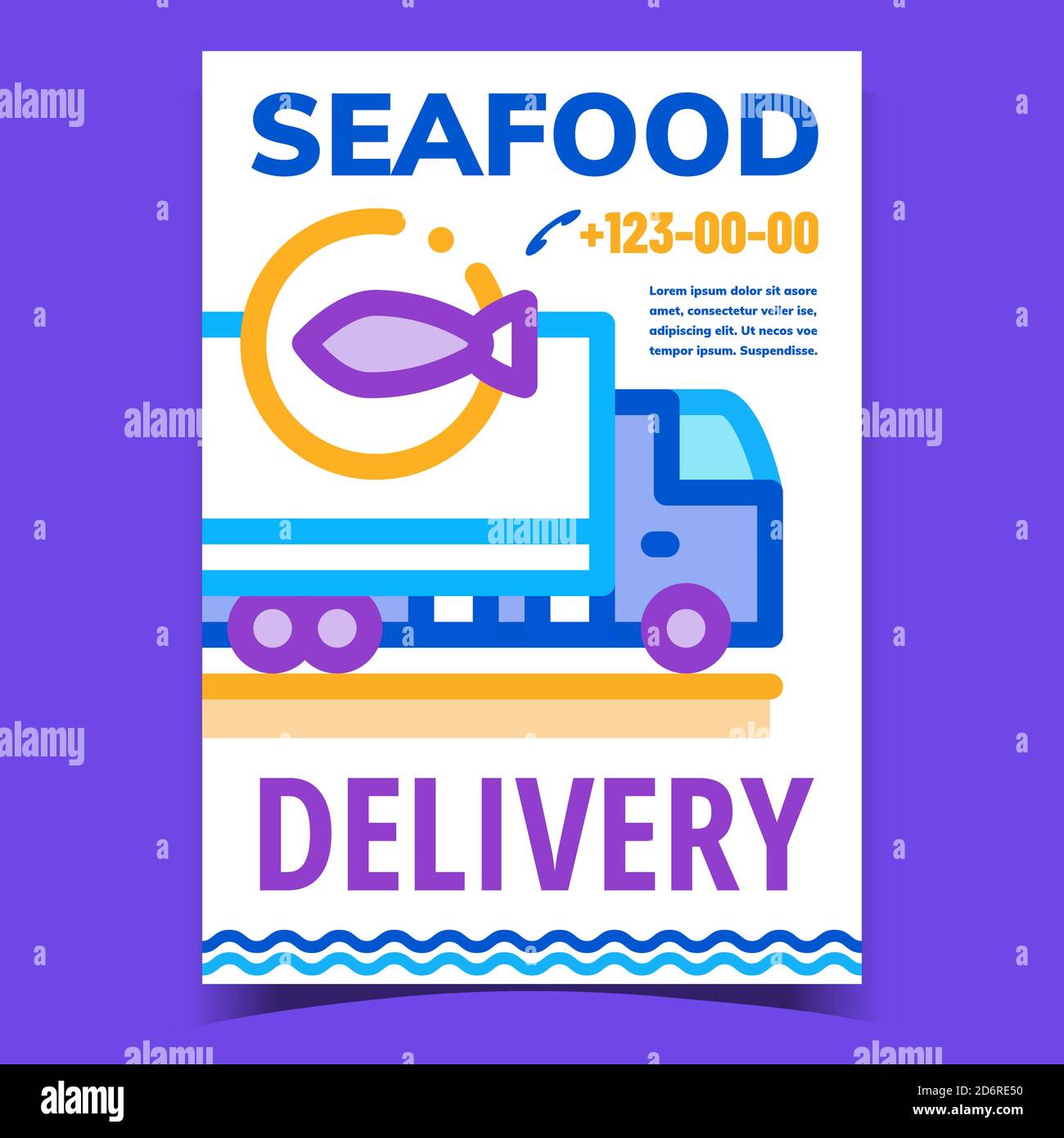 Seafood Delivery Service Advertising Banner Vector Stock Vector Image ...