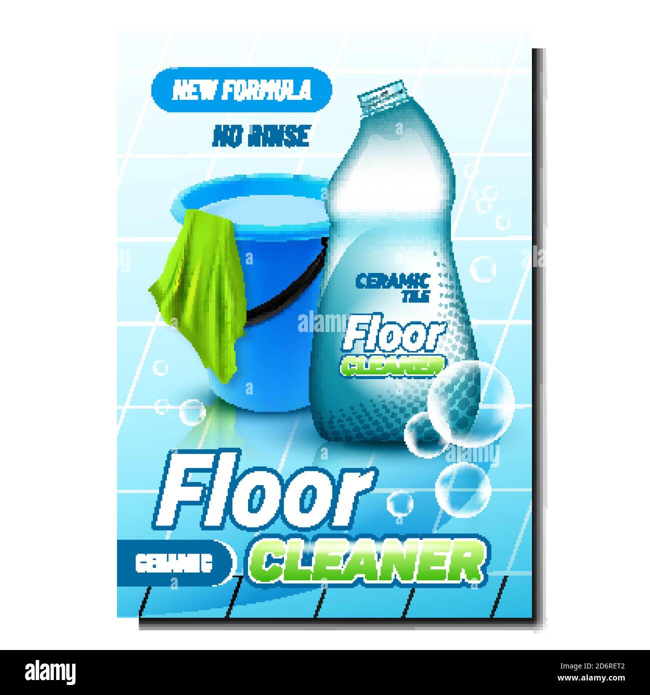 Floor Cleaner Liquid Creative Promo Poster Vector Stock Vector Image ...
