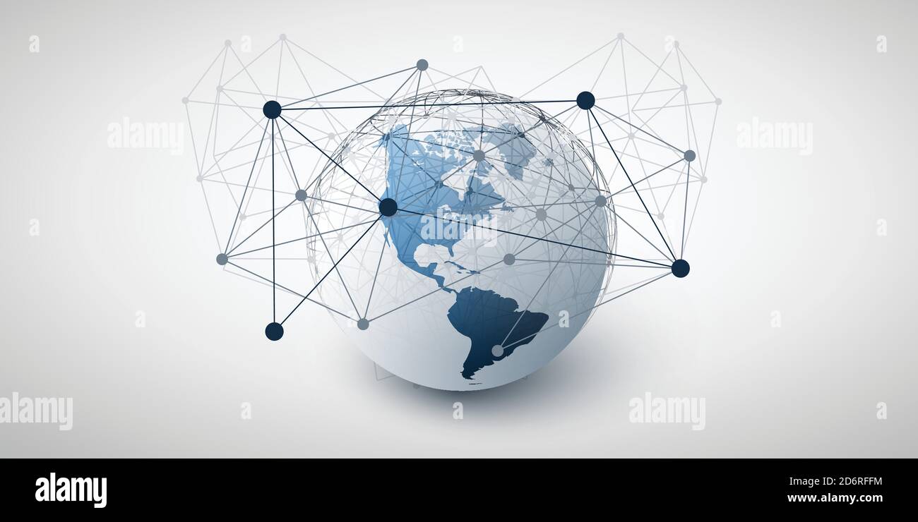 Cloud Computing and Global Networks Concept Design with North and South America Side of the ...