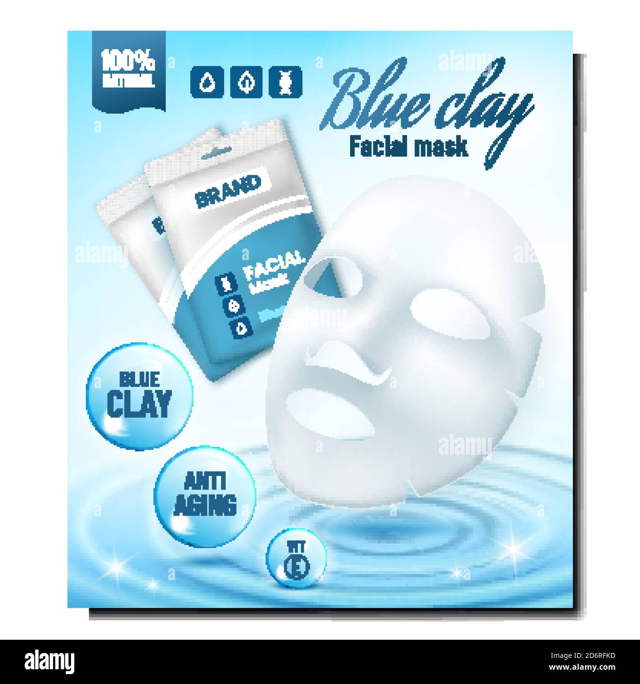 Blue Clay Facial Mask Creative Promo Banner Vector Stock Vector Image ...