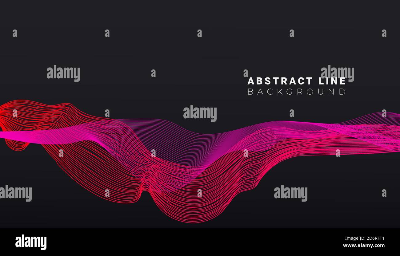Stylish abstract fluid line sound wave shape on dark background. Vector ...