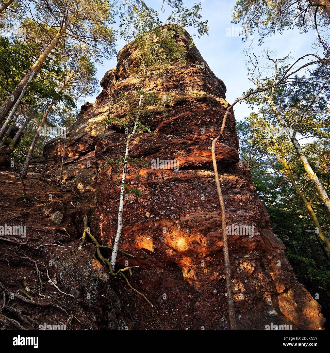red sandstone rock Effles, Germany, North Rhine-Westphalia, Eifel ...