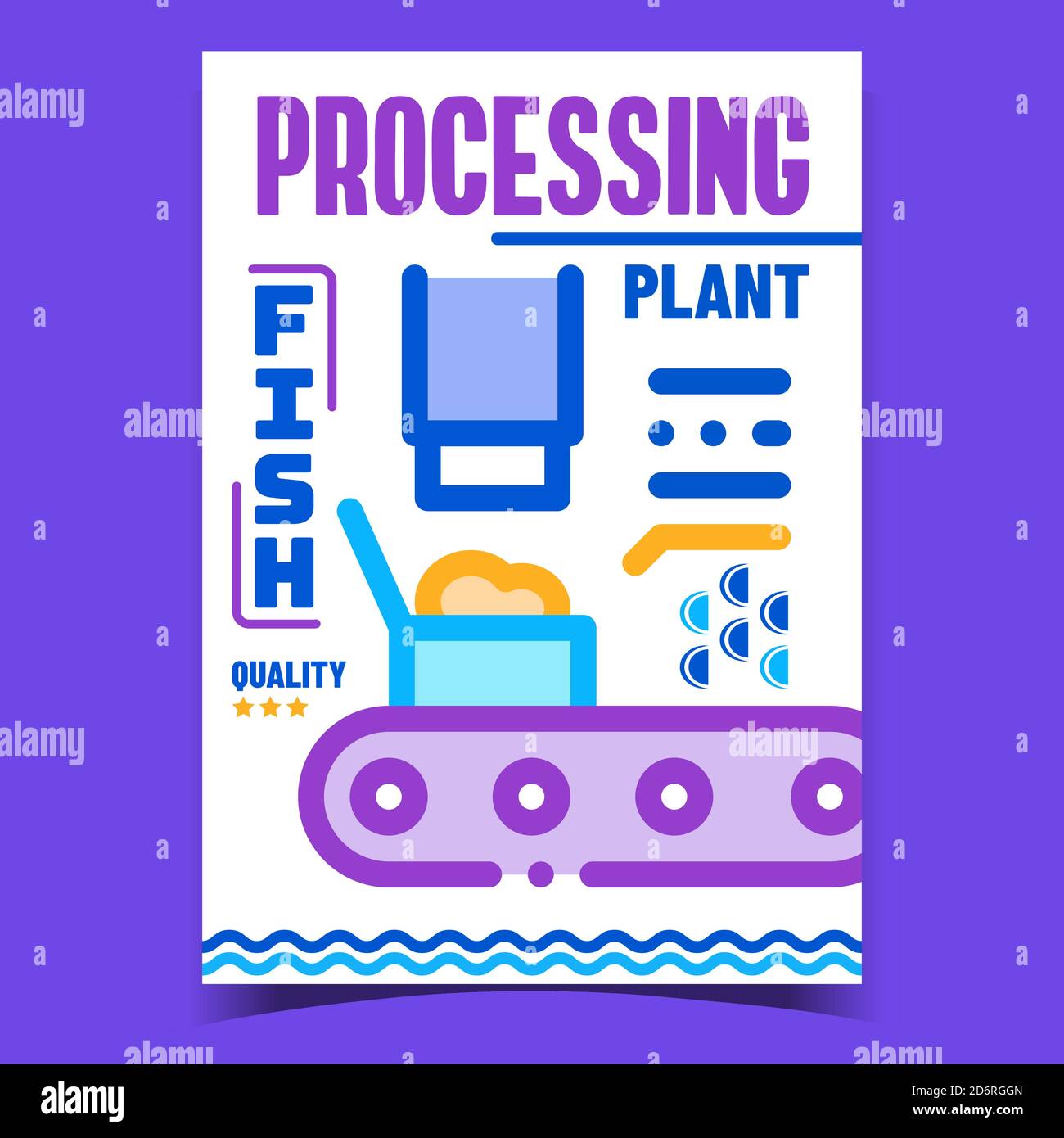 Fish Plant Processing Advertising Poster Vector Stock Vector Image ...