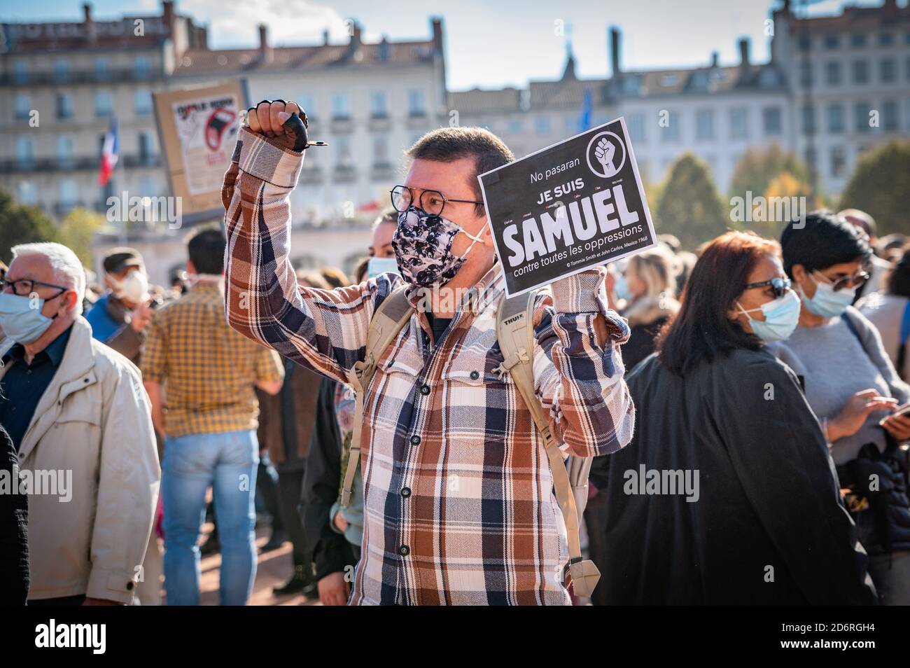 LYON, FRANCE - OCTOBER 18, 2020 : Anti terrorism protest after 3 days ...