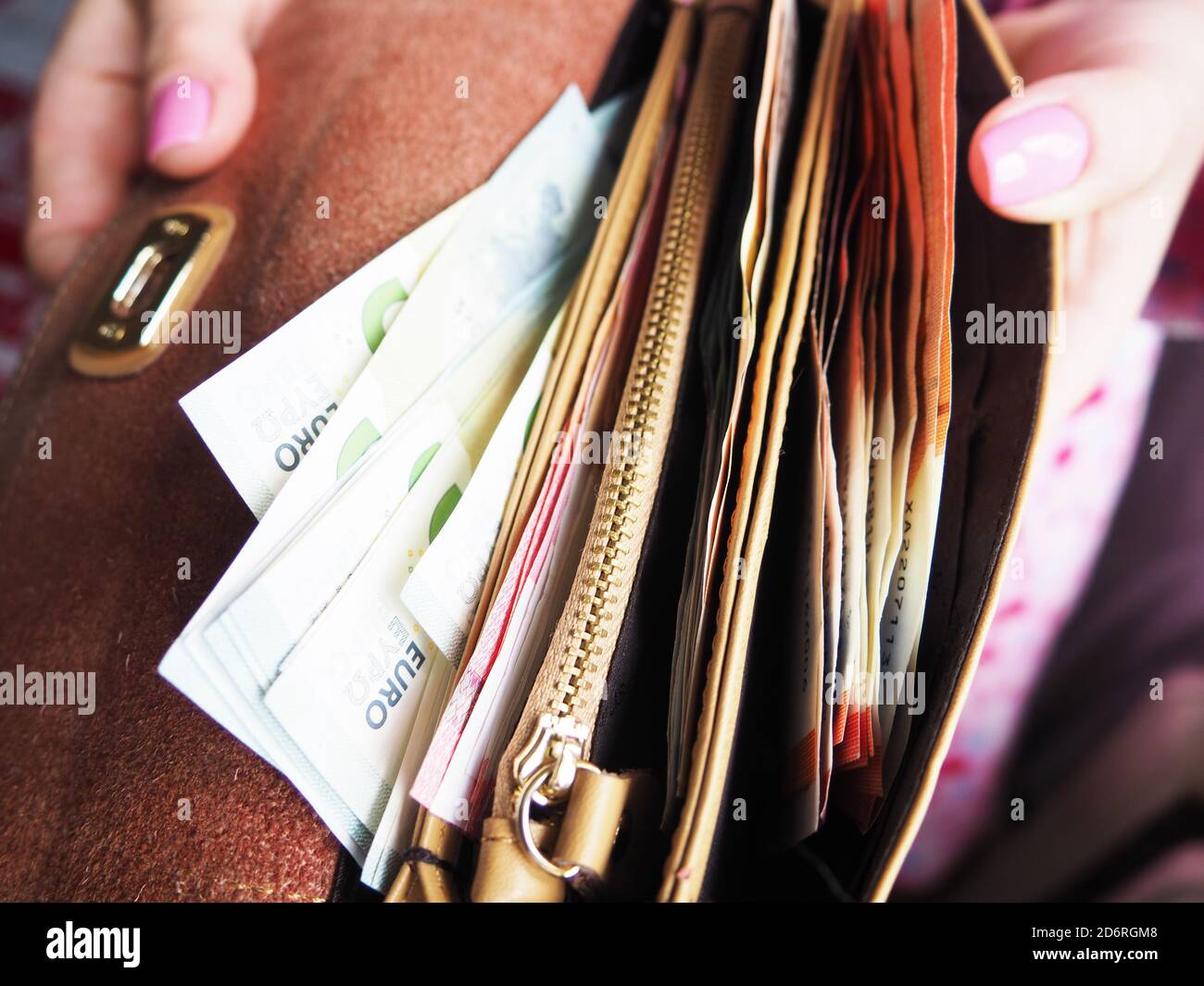 money euros and dollars in your wallet, open wallet, buyer and seller ...