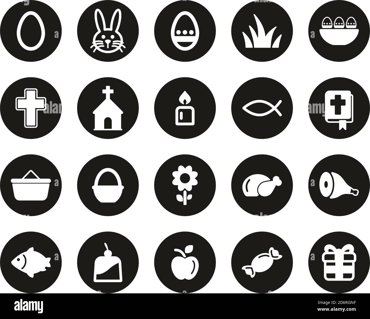 Easter Holiday Tradition & Culture Icons White On Black Flat Design ...