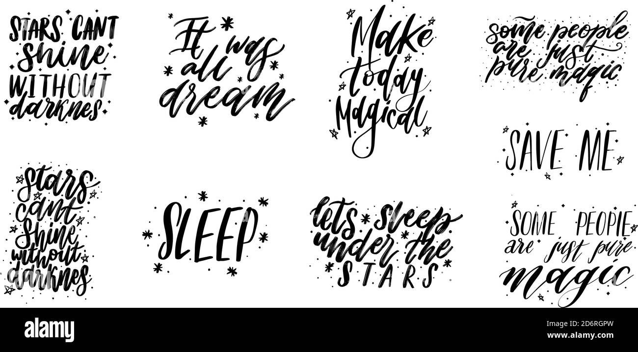 Typography vector calligraphy emotion magical lettering set. Hand ...