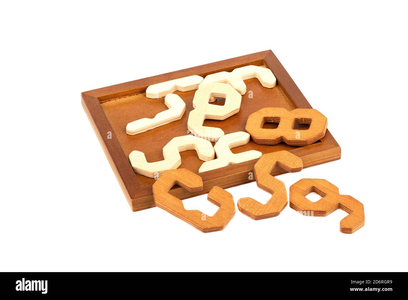 Disassembled 2D wooden puzzle Digital puzzle. The goal is to collect ...