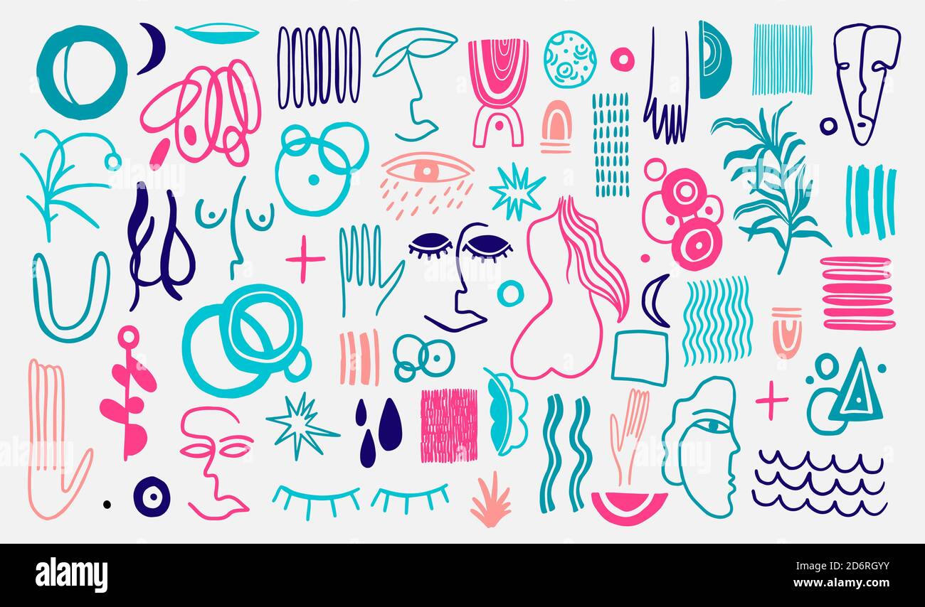 Abstract form drawing style.Decoration element isolated in white ...