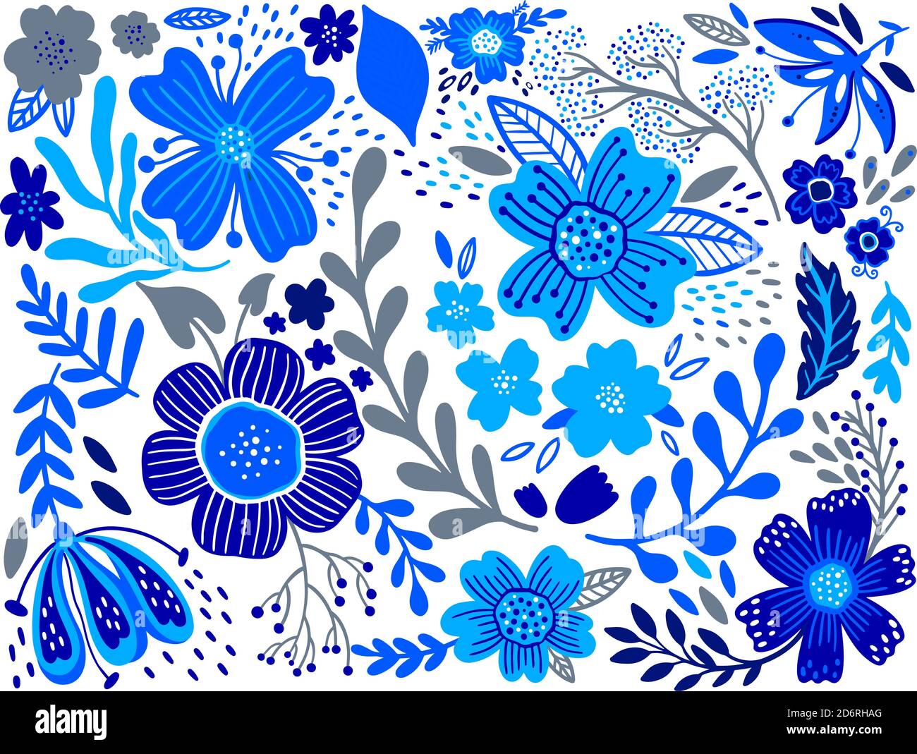 Floral ethno wild folk flowers. Set of country style bouquet. Rustic ...