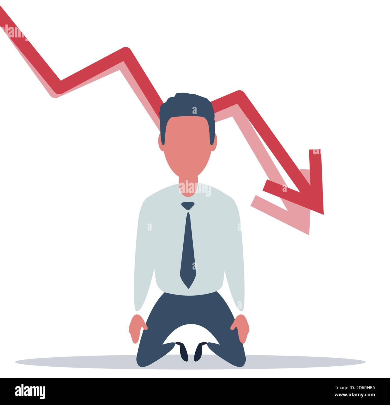 Sad Shocked Businessman Vector. Losing Money. Graph Going Down. Male ...