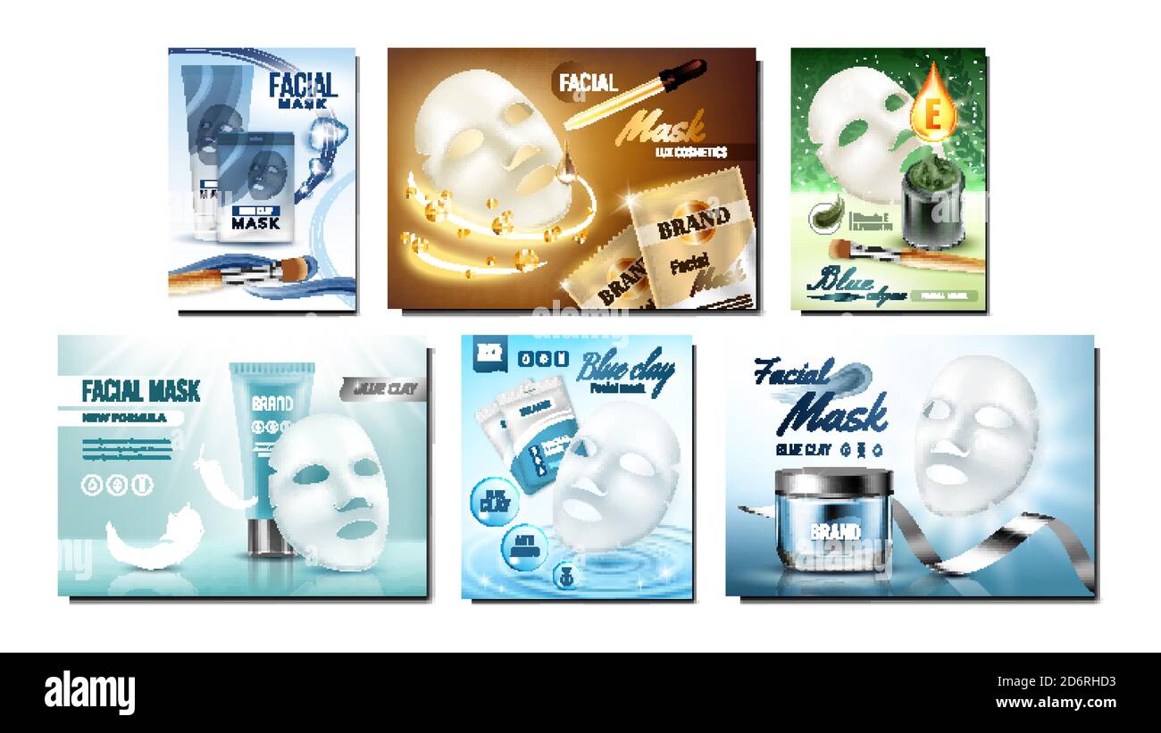 Facial Mask Cosmetics Promo Posters Set Vector Stock Vector Image & Art ...