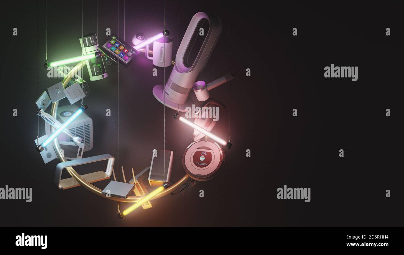 small consumer electronics presentation background in dark style ...