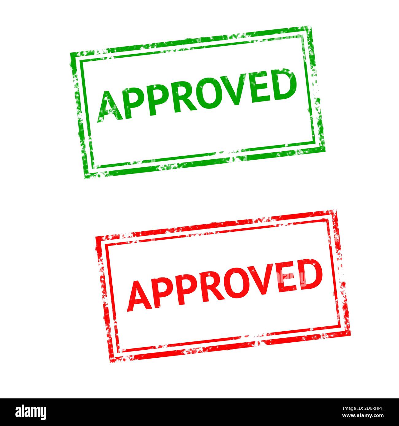 APPROVED text by red and green rubber stamps, concept picture Stock ...