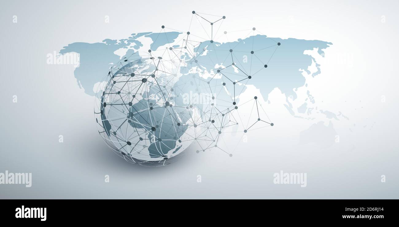 Cloud Computing and Global Networks Concept Design with Earth Globe and Geometric Network Mesh ...