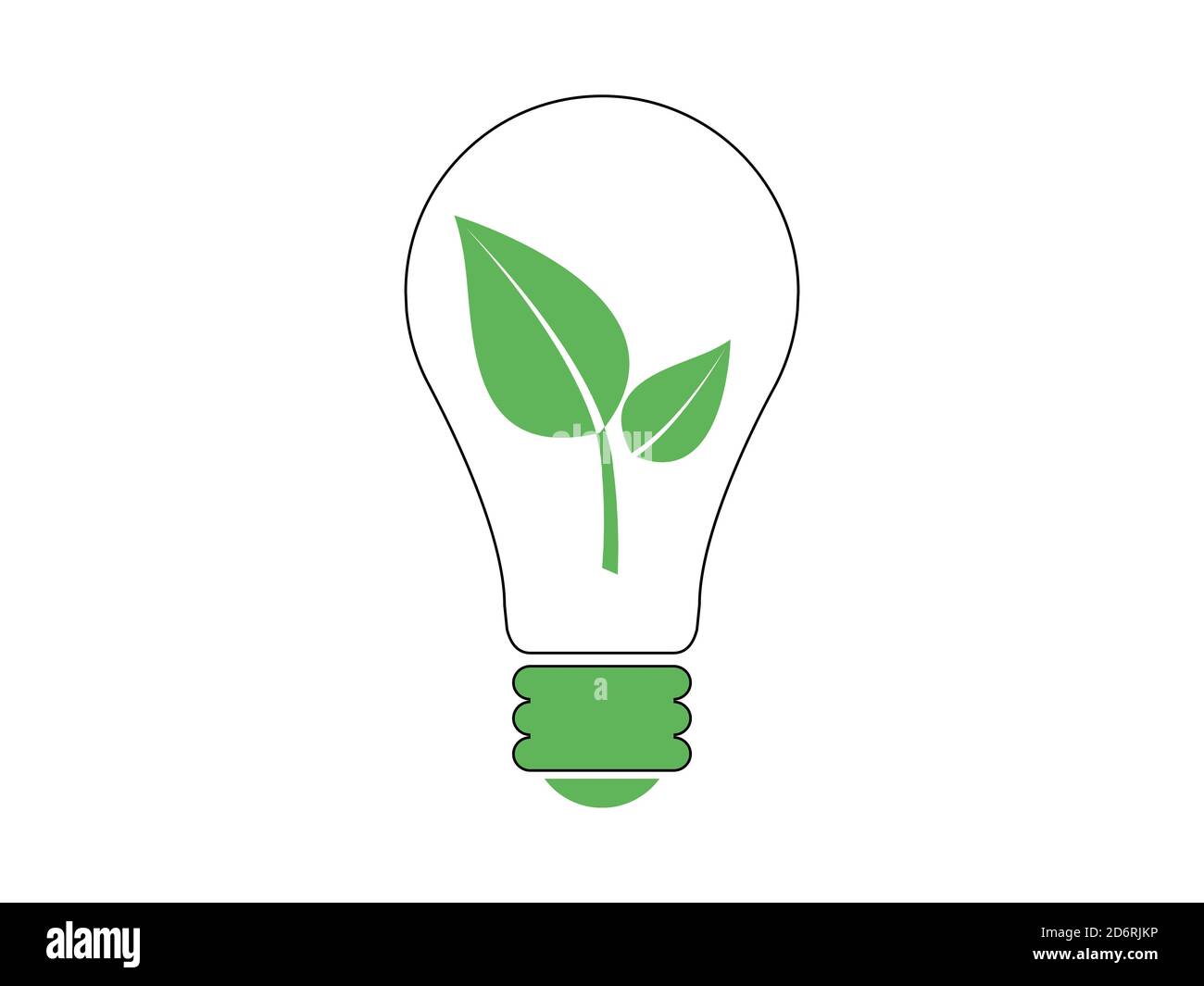 Light Bulb Vector With Green Leaf Isolated On White Background Stock ...