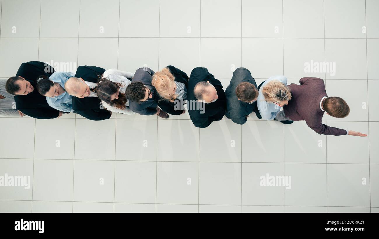 top view. group of diverse business people standing in a row Stock ...