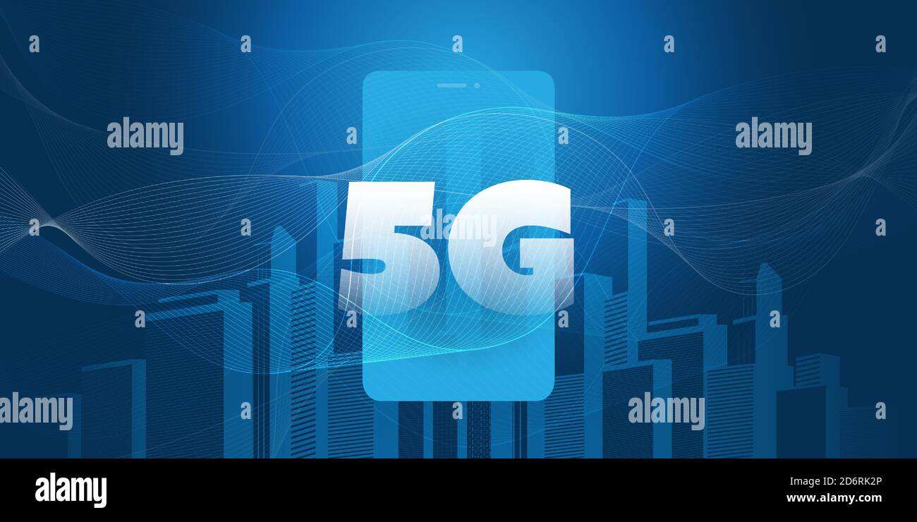 5G Network Label over Smart City - High Speed, Broadband Mobile ...