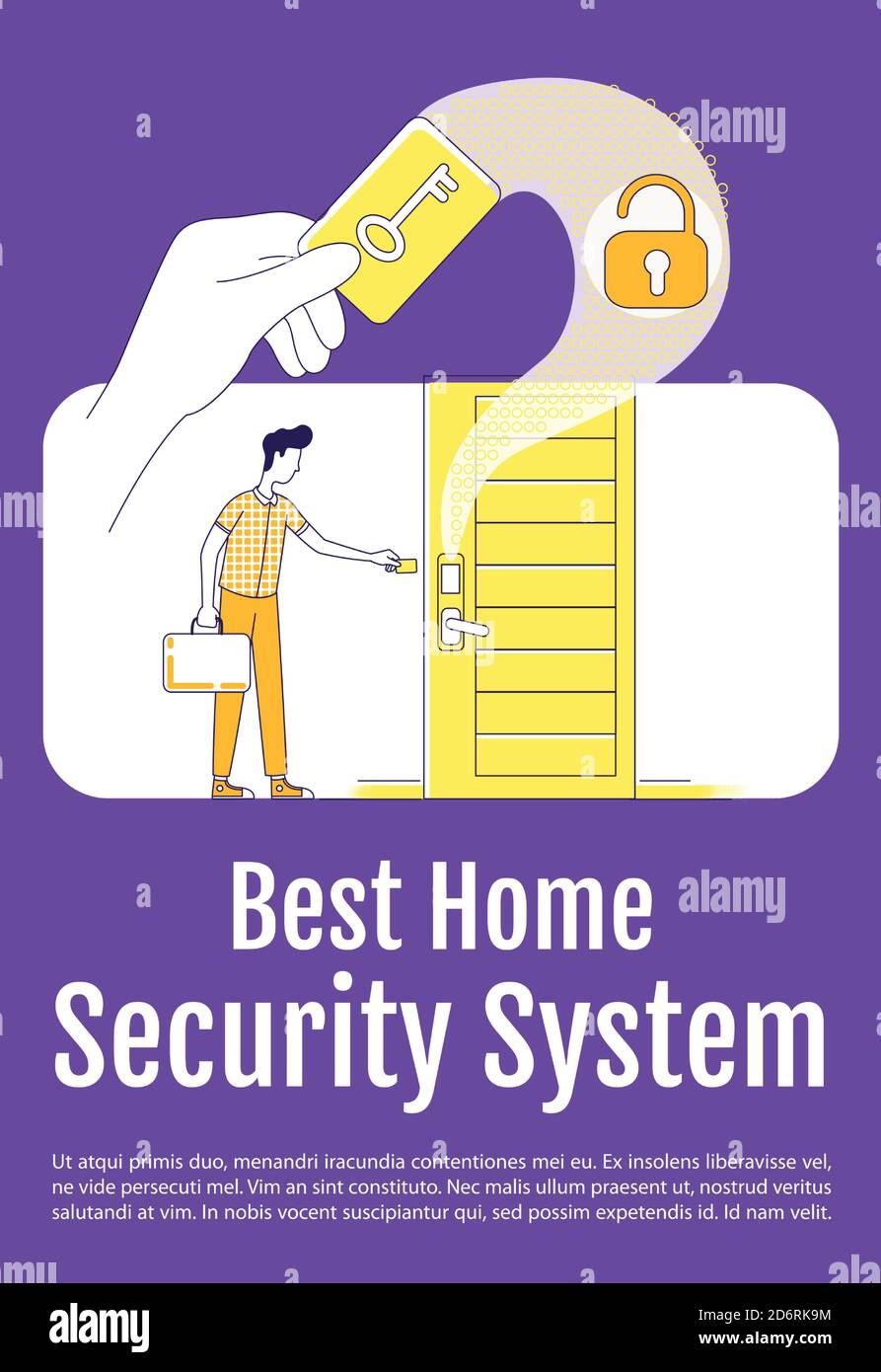 Best home security system poster flat silhouette vector template Stock ...