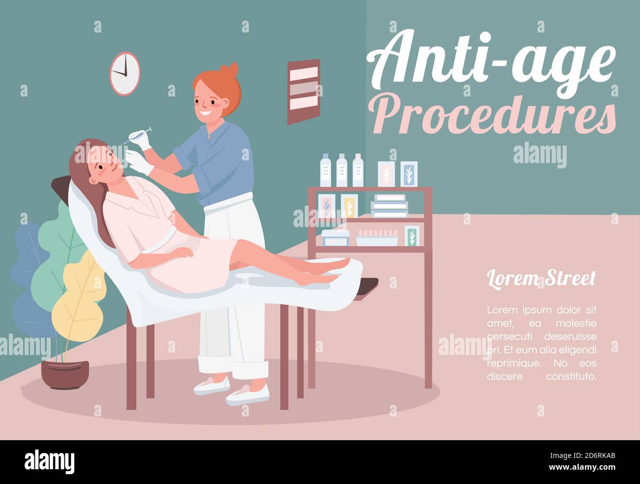 Anti-age procedures banner flat vector template Stock Vector Image ...