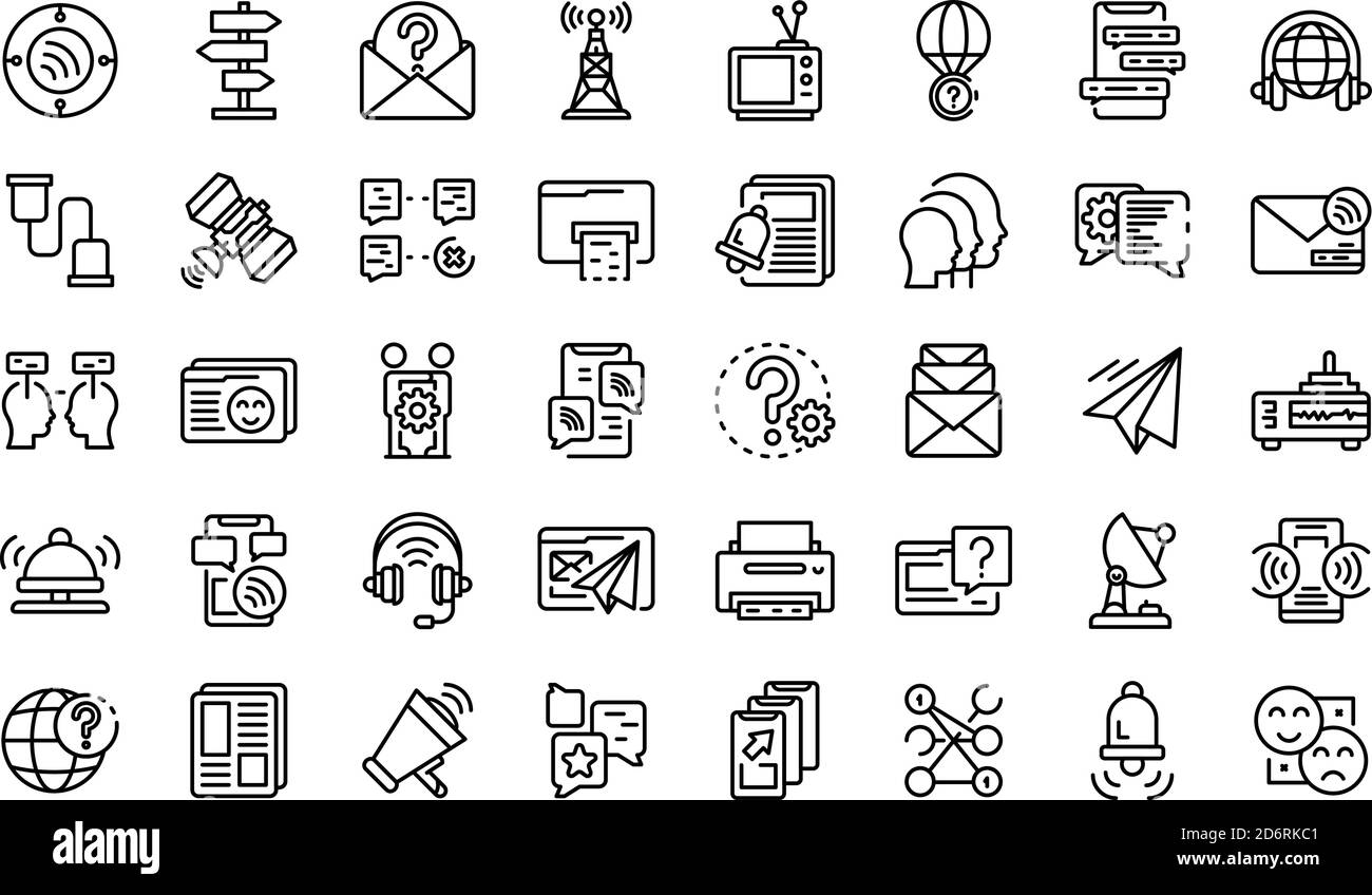 Communication icons set, outline style Stock Vector Image & Art - Alamy