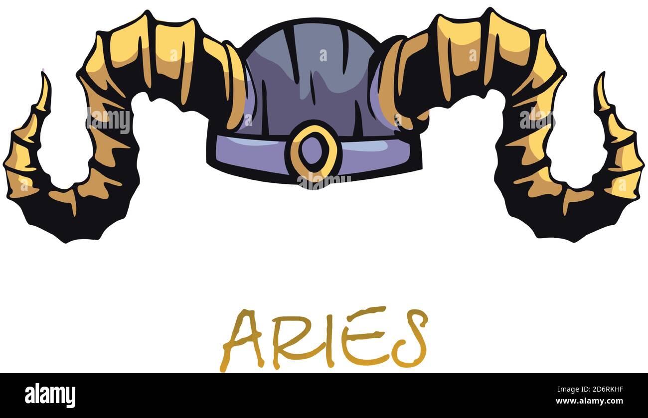 Aries zodiac sign accessory flat cartoon vector illustration Stock ...