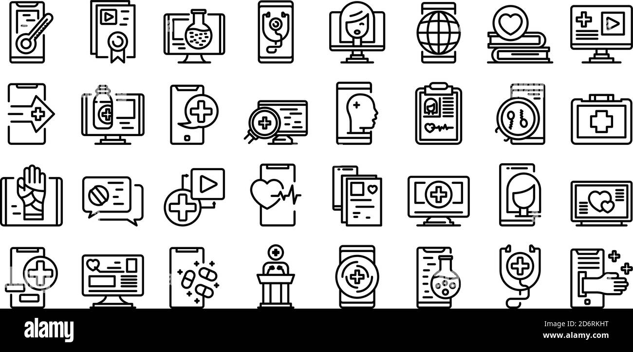 Telemedicine icons set, outline style Stock Vector Image & Art - Alamy