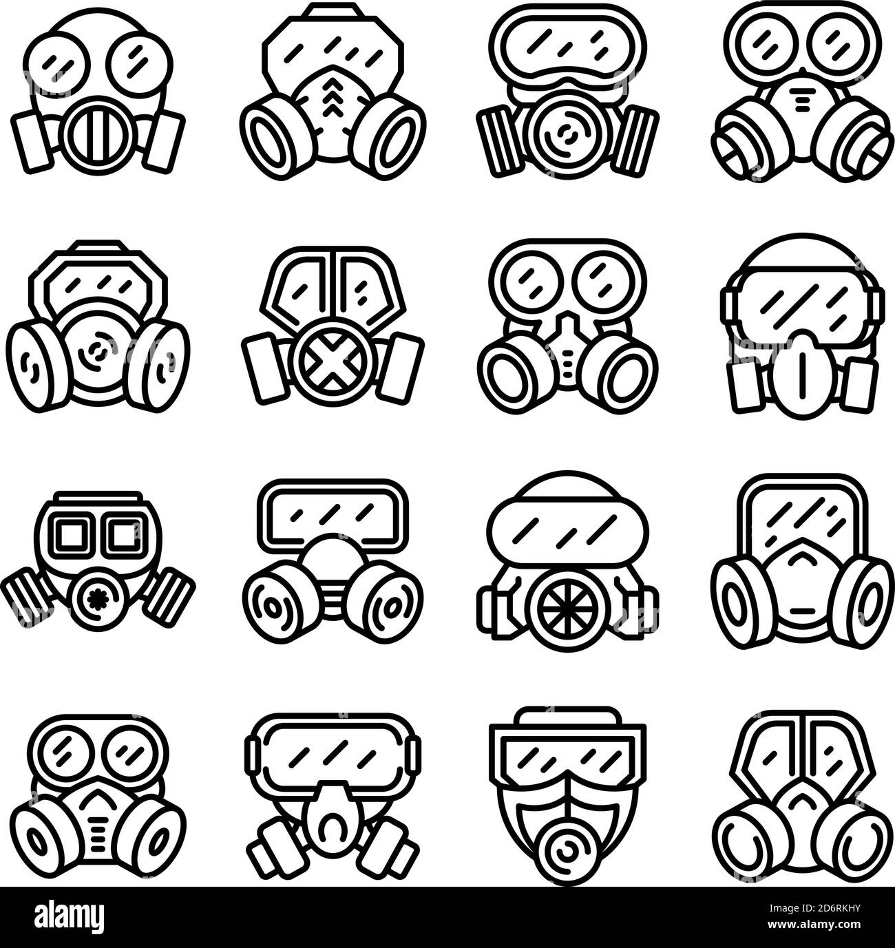 Gas mask icons set, outline style Stock Vector Image & Art - Alamy
