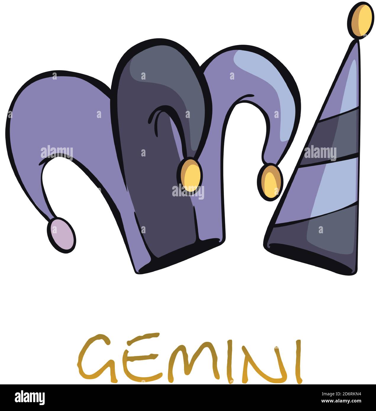 Gemini zodiac sign accessory flat cartoon vector illustration Stock ...