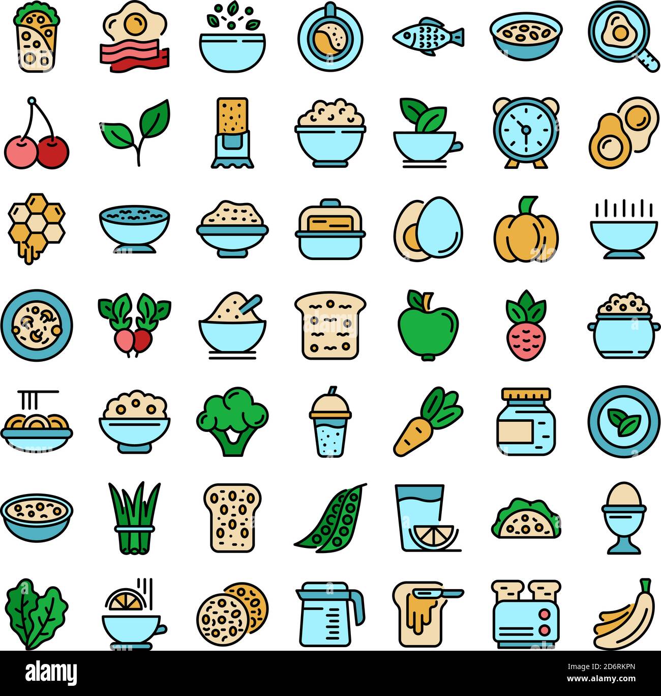 Healthy breakfast icons set vector flat Stock Vector Image & Art - Alamy