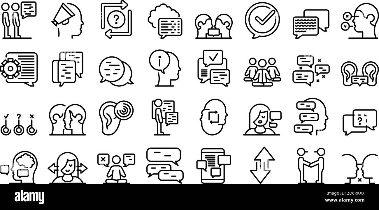 Discussion icons set, outline style Stock Vector Image & Art - Alamy