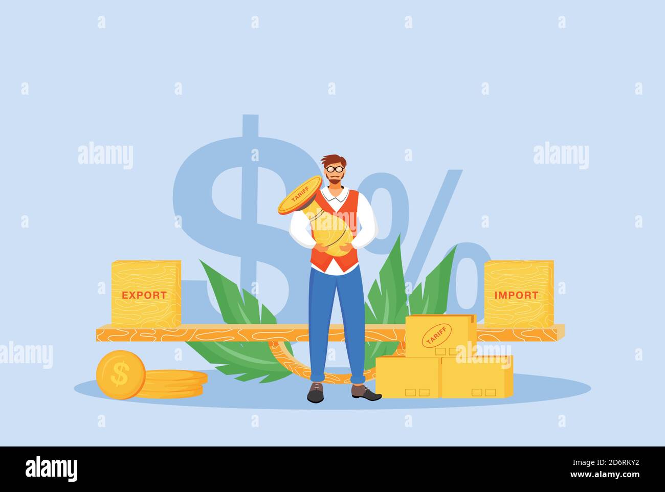 Import and export tariffs flat concept vector illustration Stock Vector ...