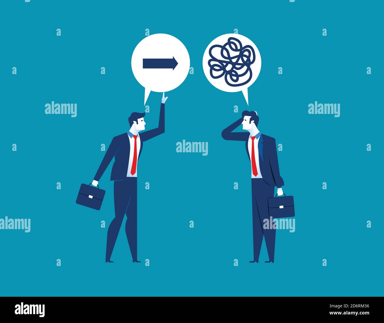 Businessman offering guidance to colleague confused about direction ...