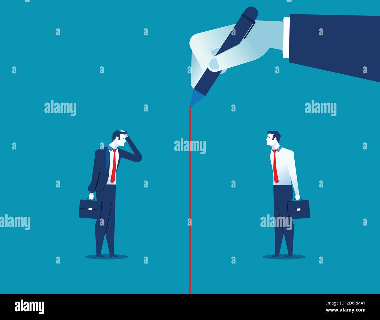 Manager write red line separation. Concept business person illustration ...