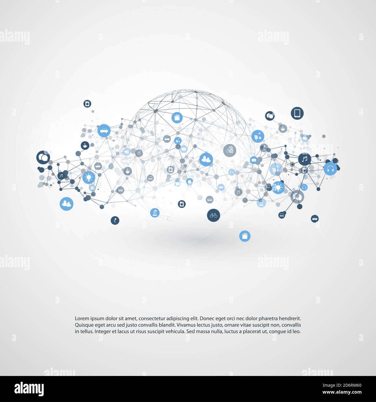 Internet of Things, Cloud Computing Design Concept with Icons - Digital Network Connections ...